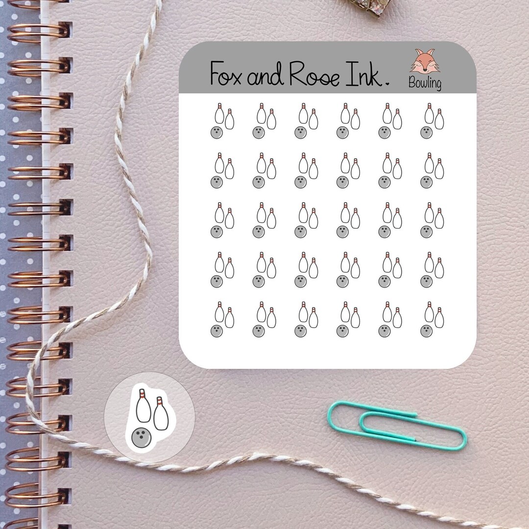 Bowling STICKER SHEET Bowling Planner Stickers Bowling Ball Sticker ...