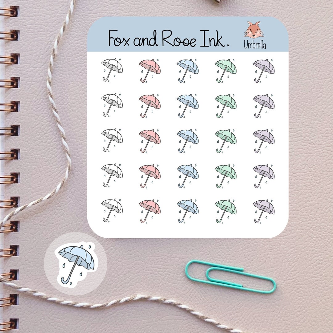 Umbrella Planner Stickers⎮umbrella Icon Stickers for Planners and ...