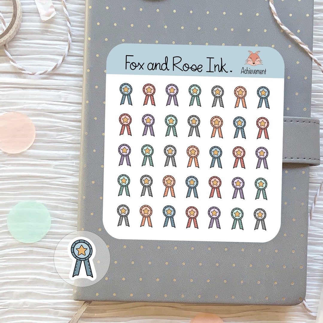 Planner Icon Stickers: Achievement Ribbon Stickers for Planners Award ...