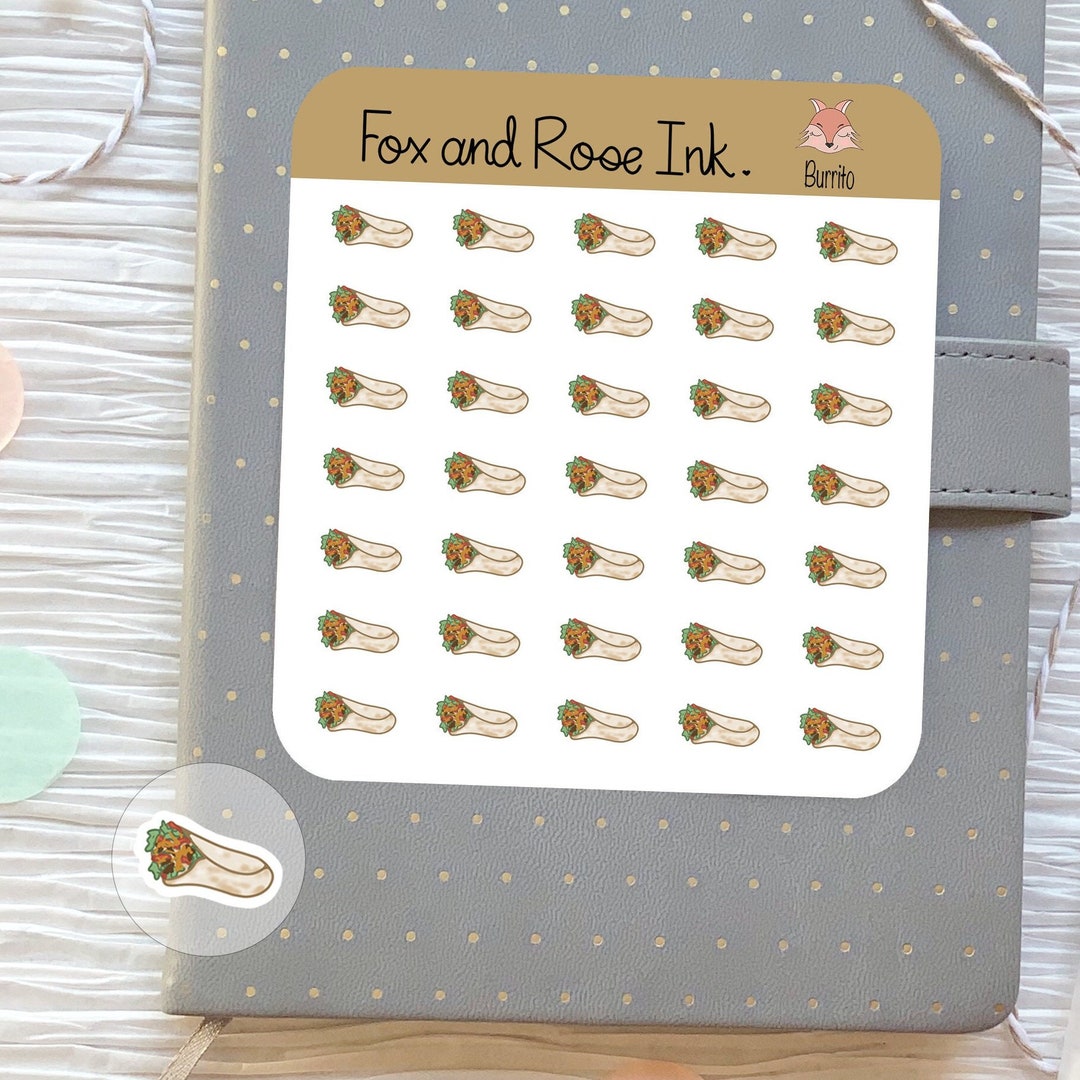 Burrito Planner Stickers⎮ Burrito Icon Stickers Sheet⎮ Taco Stickers ...