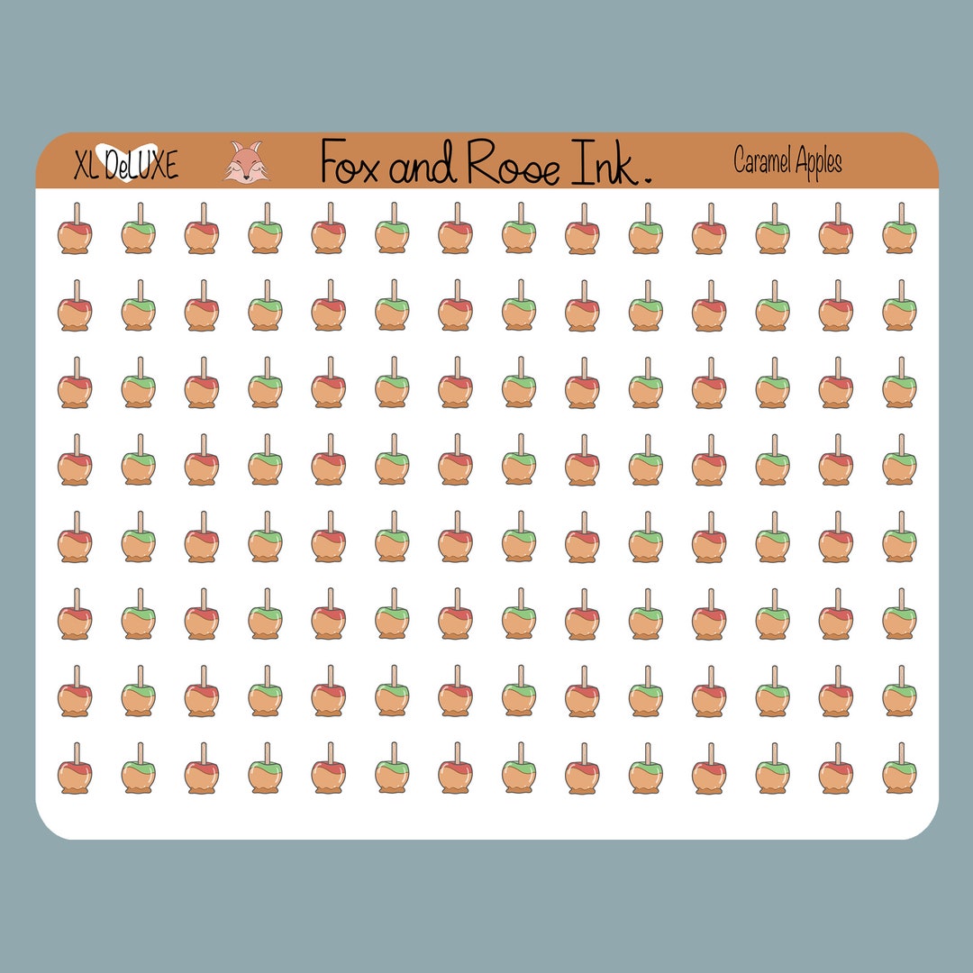 Caramel Apple Planner Stickers⎮ Toffee Apple Icon Stickers for Planners ...