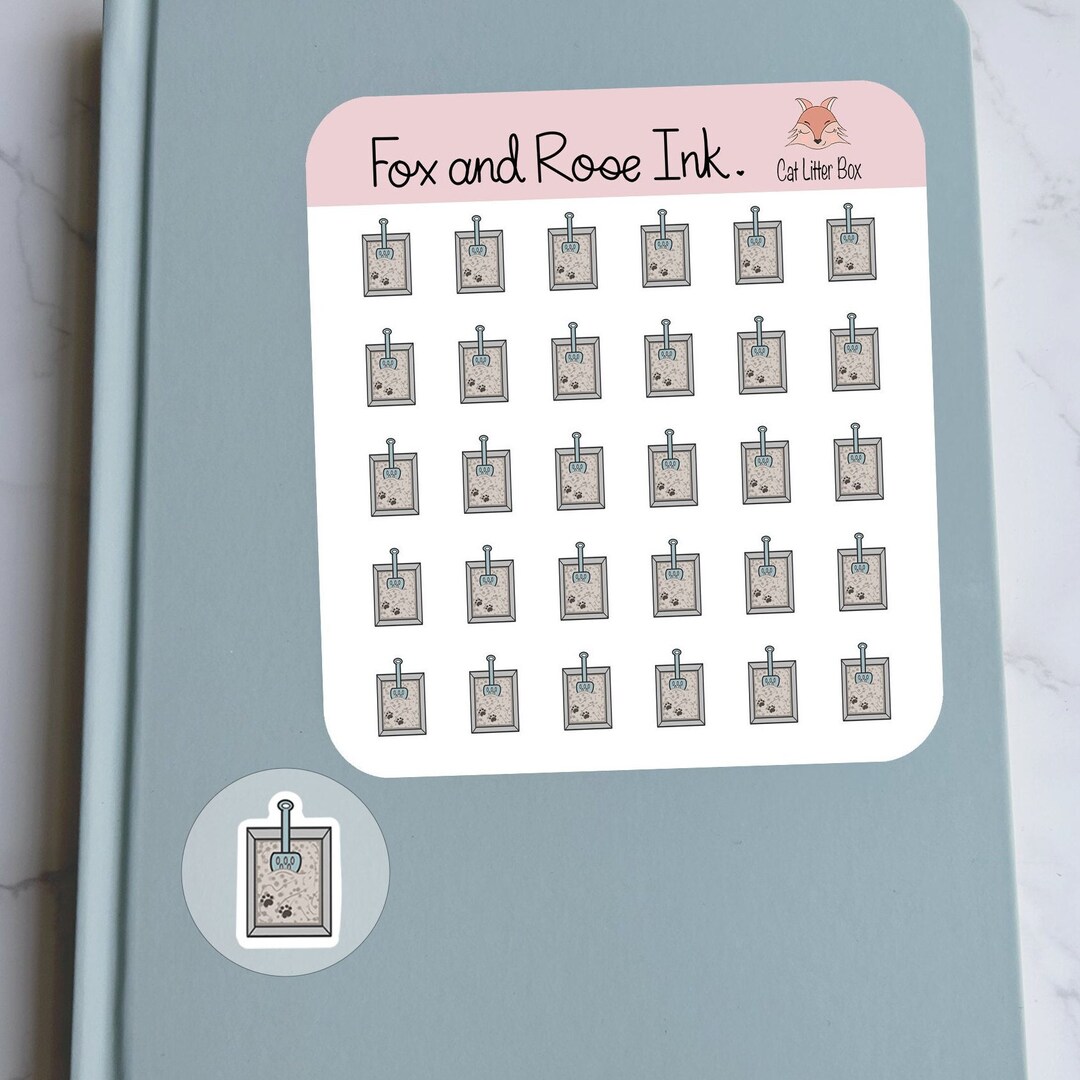 Cat Litter Box Planner Stickers⎮ Cat Litter Box Icon Stickers Sheet ...