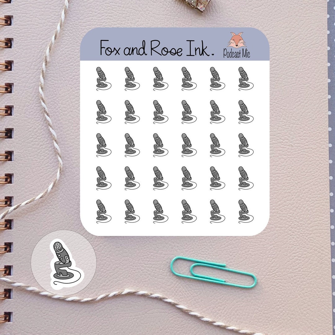 Microphone Planner Stickers⎮ Podcast Microphone for Planners and ...