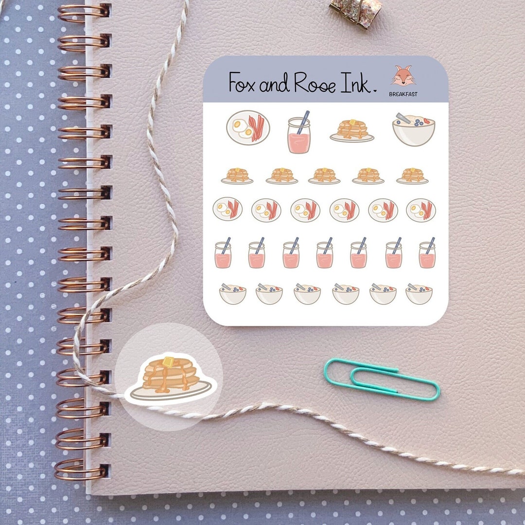 Breakfast stickers/ Planner stickers/ Breakfast food stickers for ...