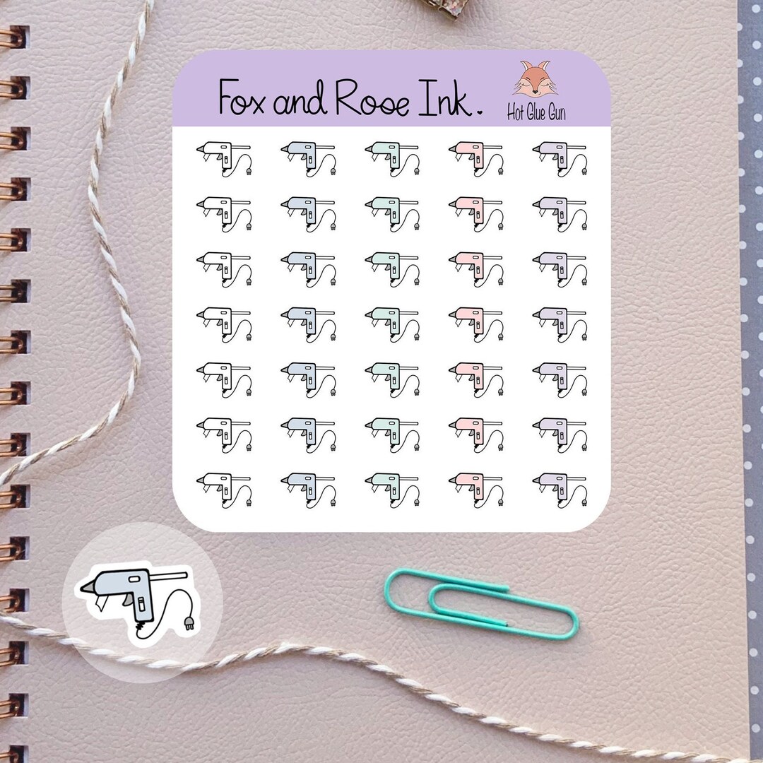 Hot Glue Gun Planner Stickers⎮ Glue Gun Icon Stickers for Planners and ...