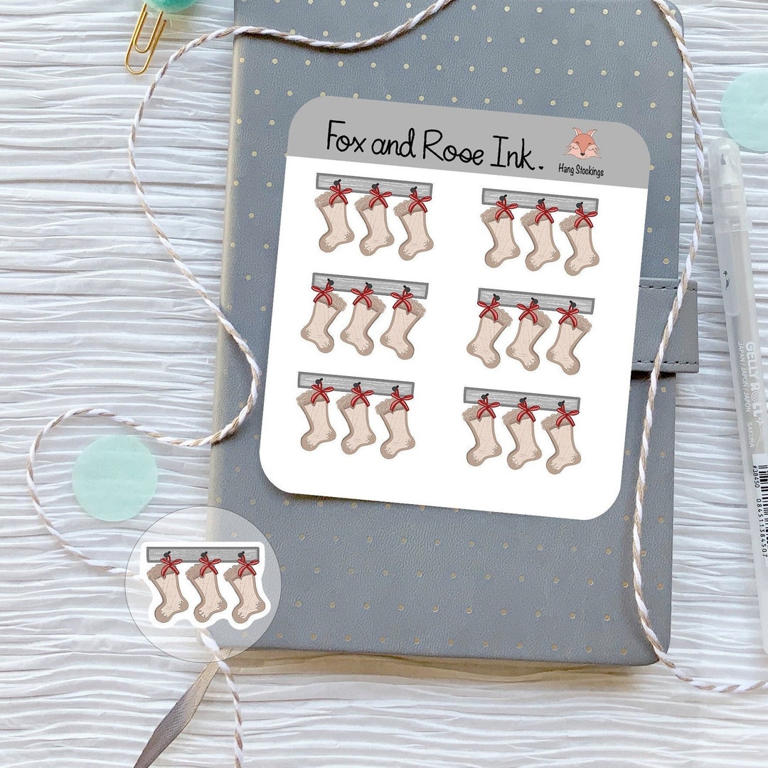 Christmas Stocking Planner Stickers⎮ Hand Christmas Stockings Reminder ...