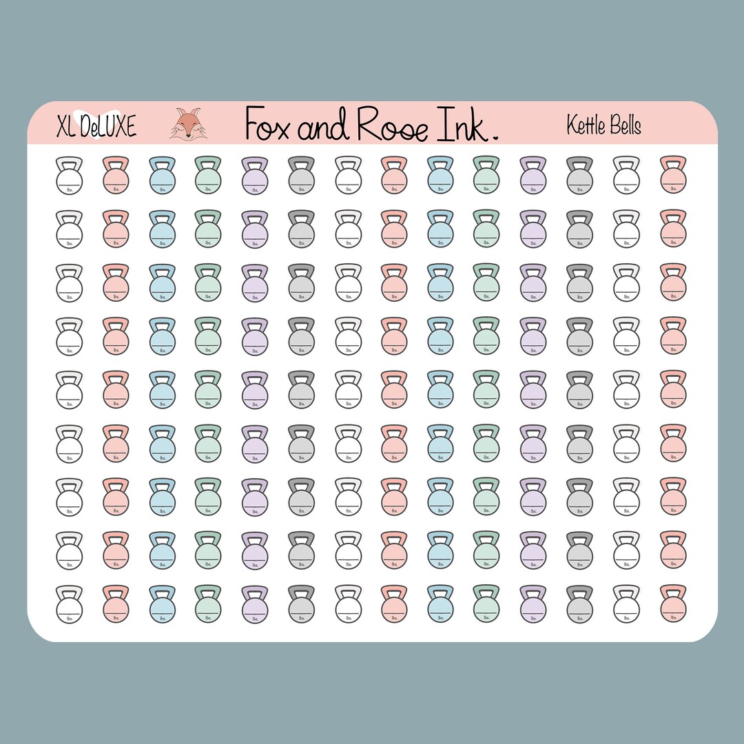 Kettle Bell Planner Stickers⎮ Weight Lifting Stickers for Planners and ...