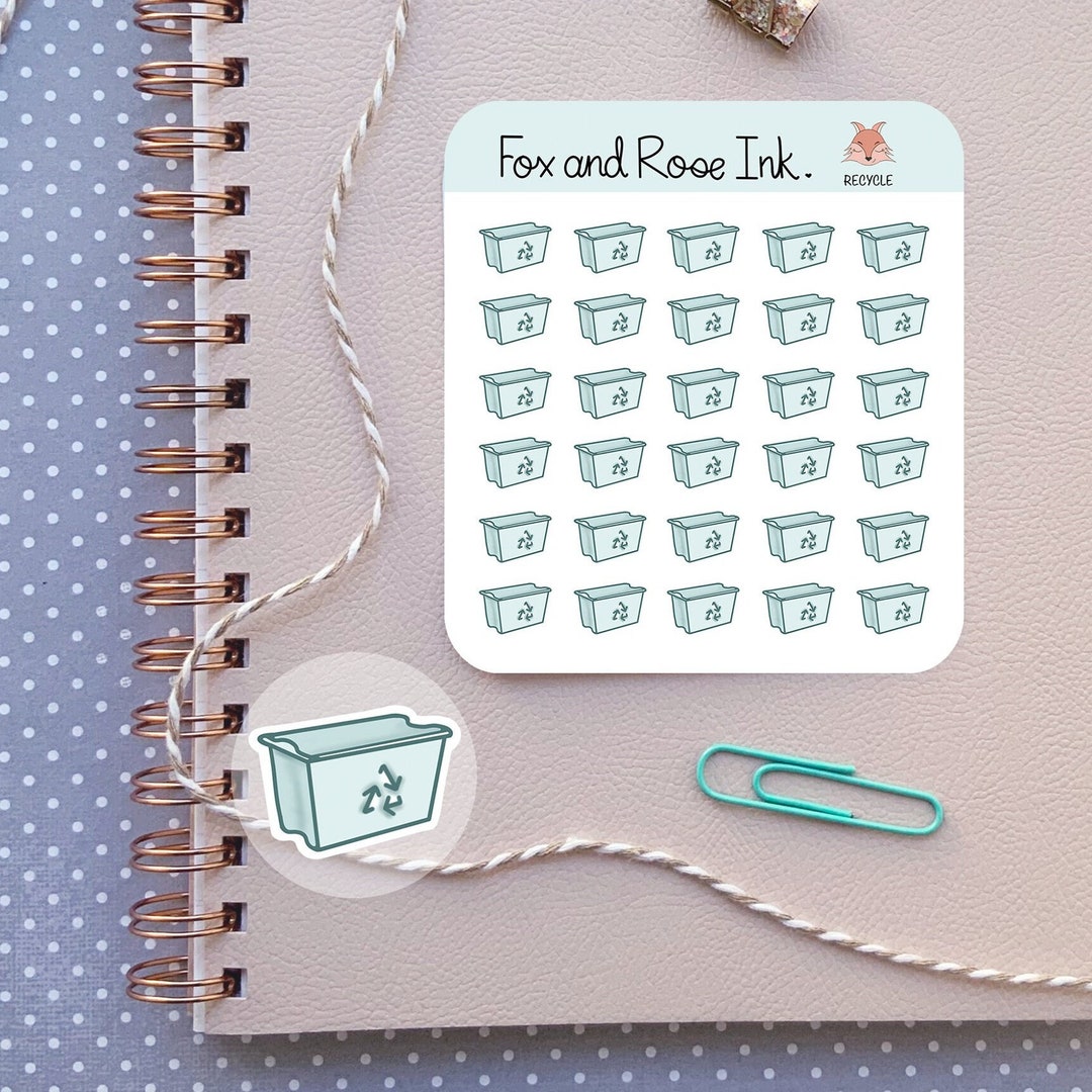 Recycle Planner Stickers⎮ Recycle Bin Icon Stickers for Planners and ...