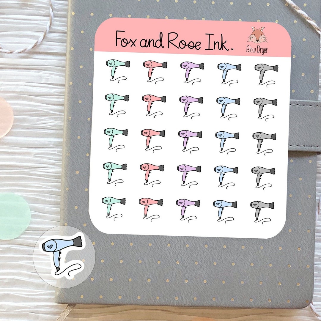 Blow Dryer Planner Stickers Hair Dryer Stickers for Planners Calendars ...