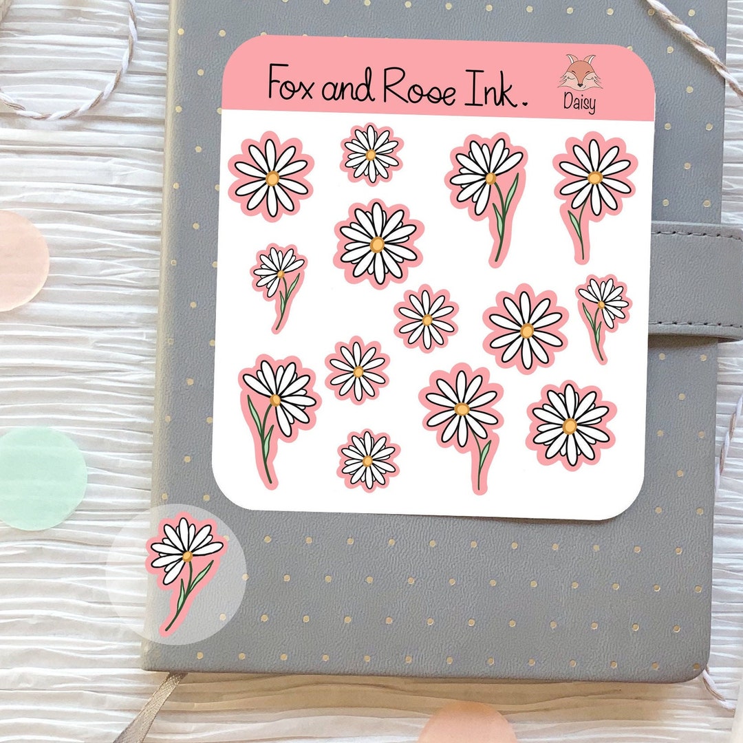 Daisy Sticker Sheet Daisy Planner Stickers Cute Pink Aesthetic Flower ...