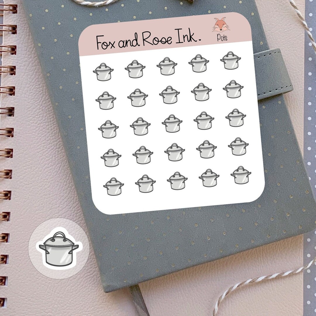 Pots Planner Stickers⎮ Cooking Pot Icon Stickers for Planners and ...