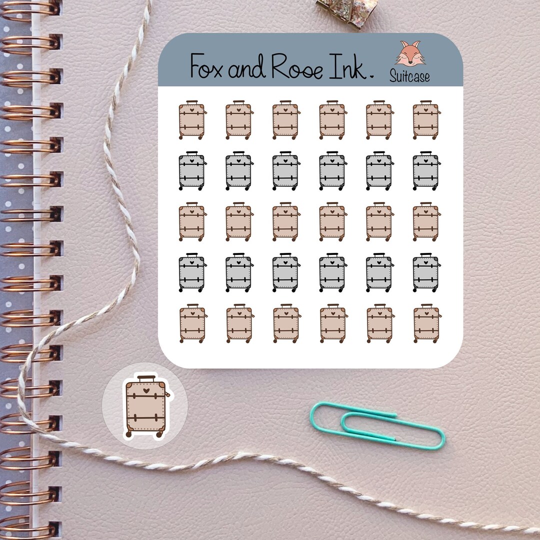 Suitcase STICKER SHEET Luggage Travel Vacation Holiday Trip Stickers ...