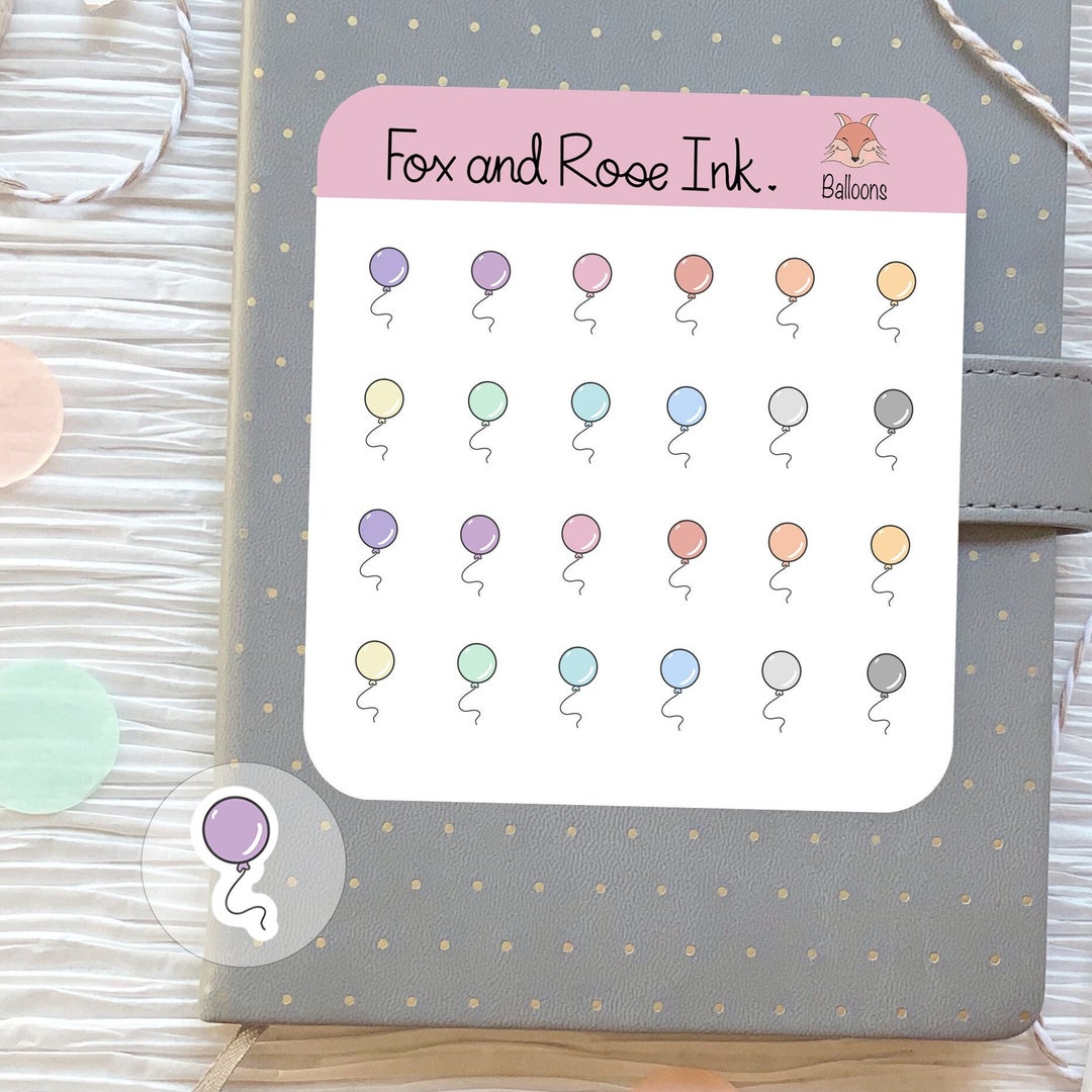 Balloon Planner Sticker Icons Birthday Party Balloon Stickers for ...