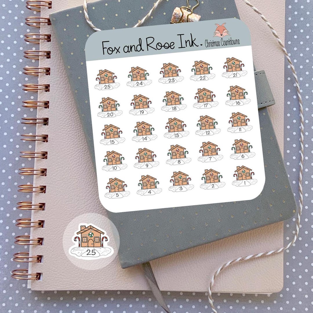 Gingerbread House Christmas Countdown Planner Stickers⎮ Christmas ...
