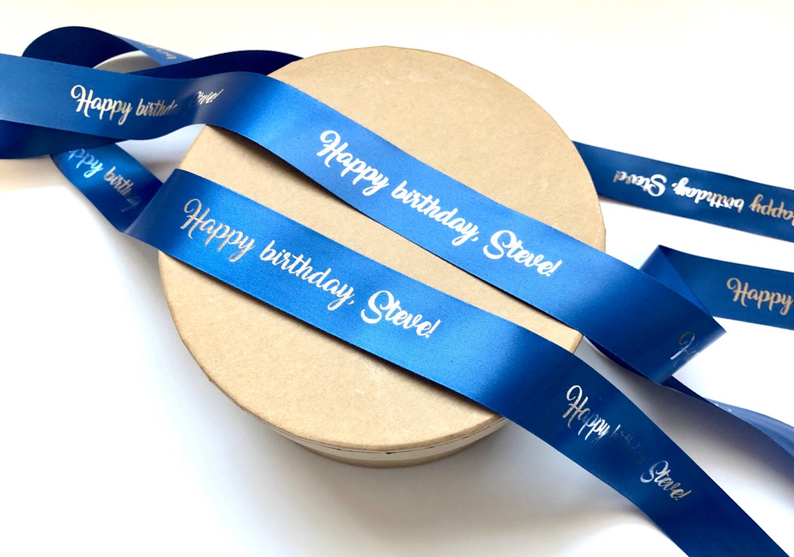 25mm Personalized Happy Birthday Ribbon: Custom Printed Satin Ribbon ...