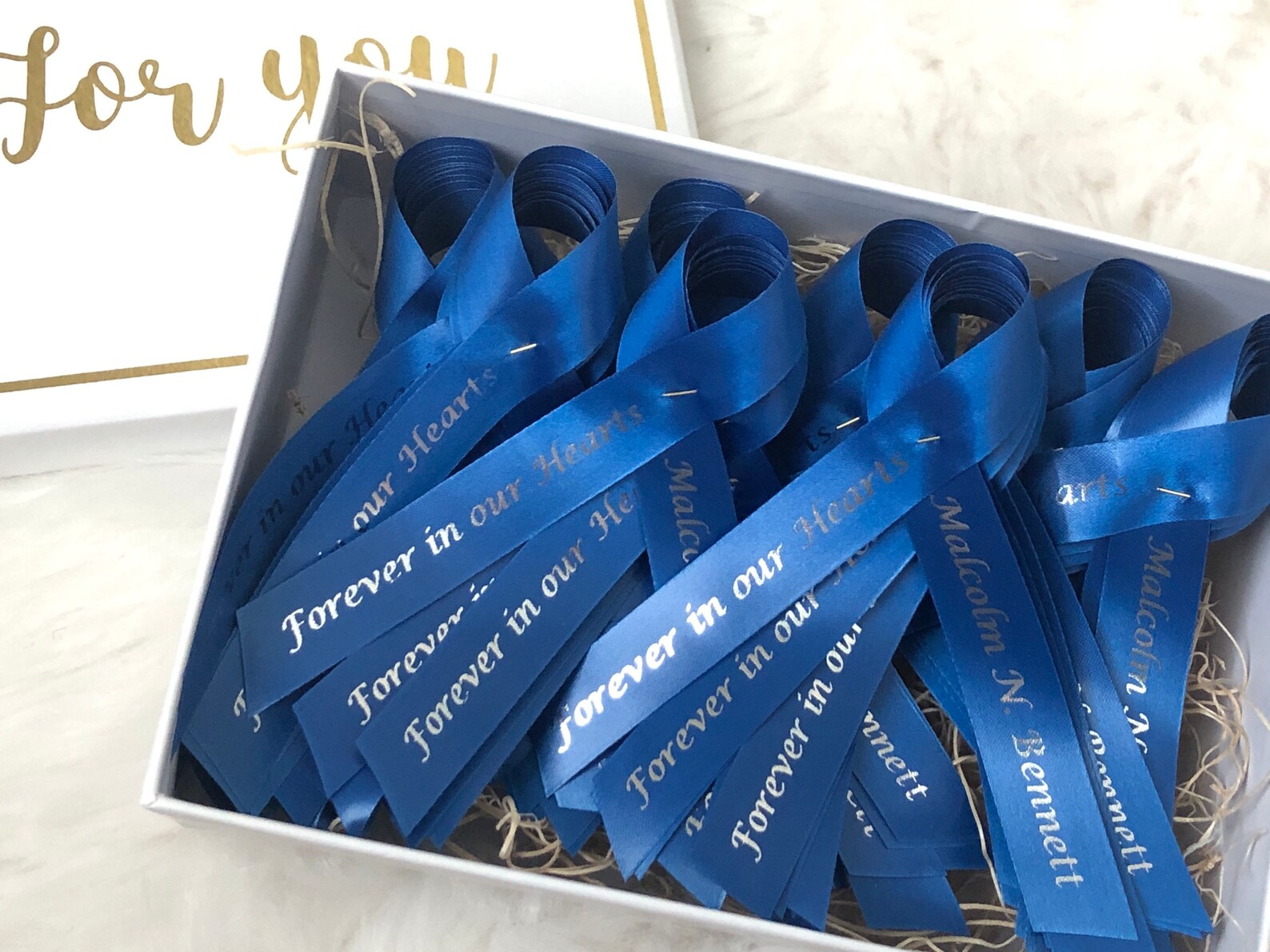 In Memory of Custom Printed Funeral Ribbon, Awareness Ribbon, Memorial ...