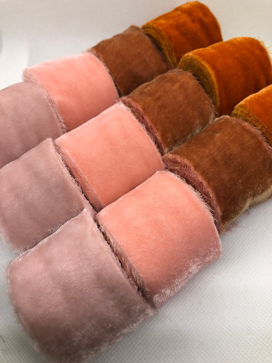 4 Cm Frayed Edged Velvet Ribbons | Weaving | Wedding Flower Bouquet ...