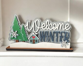 DIY Kit or Finished Snow Word Sign, Winter Decor, Wood Winter Sign ...
