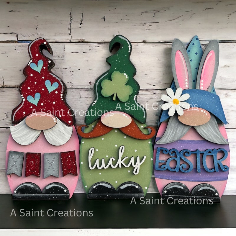 Wood Painted Gnomes - Etsy