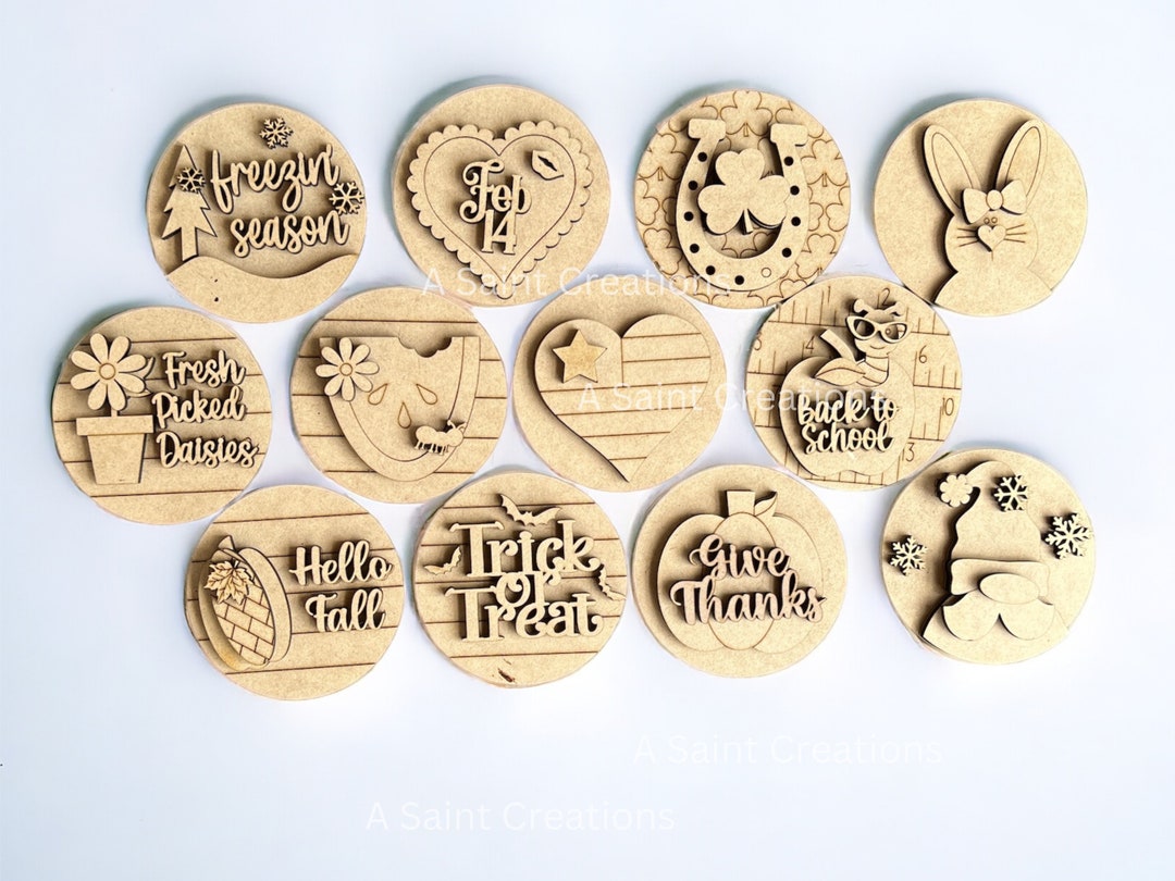 DIY Kit, Interchangeable Seasonal Inserts, Seasonal Tiered Tray Signs ...
