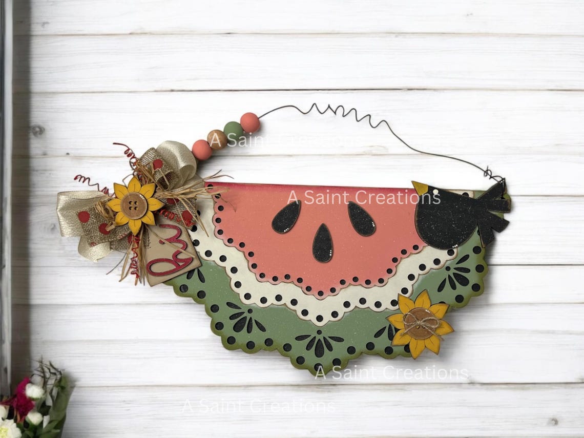 DIY Kit or Finished Watermelon Door Hanger, Summer Decor, Summer Door ...