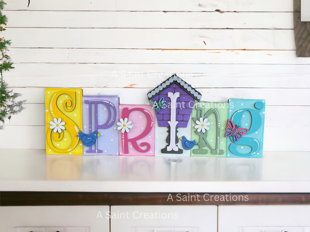 Spring Word Sign, Spring Shelf Sitter, Spring Decor, Wood Spring Sign ...