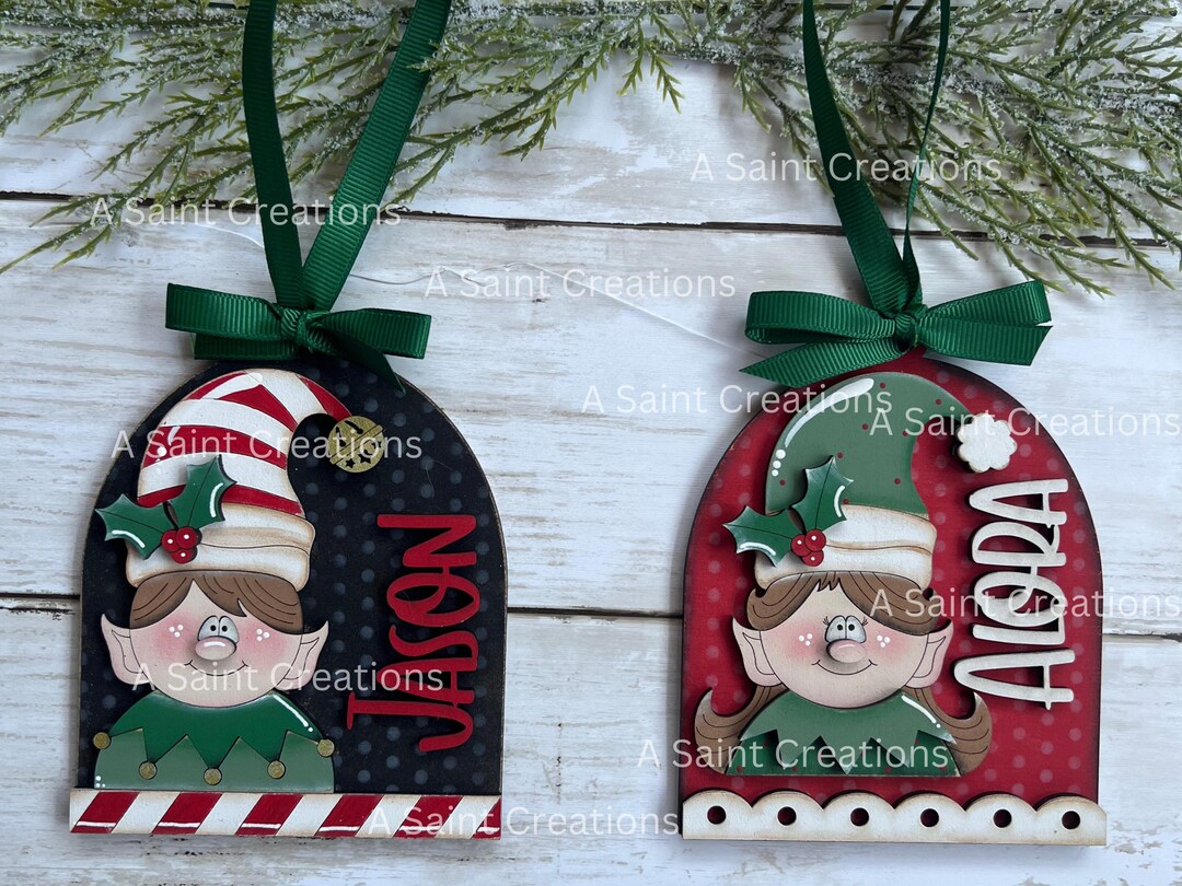 DIY Kit or Painted Personalized Elf Ornament, Christmas Ornament ...