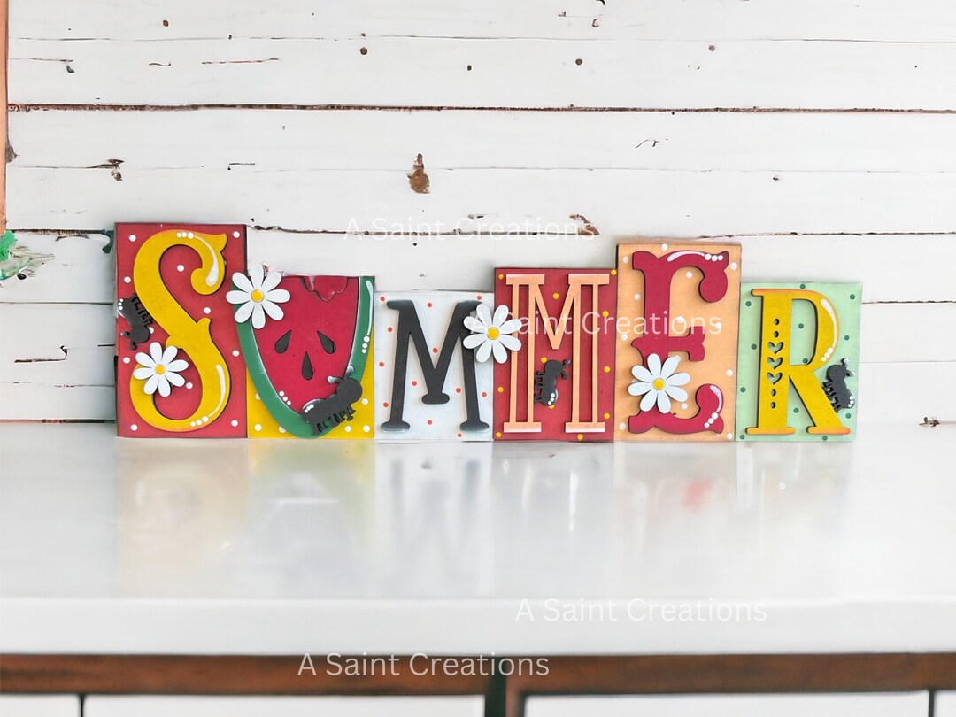DIY Kit or Finished Summer Word Sign, Summer Decor, Wood Summer Sign ...
