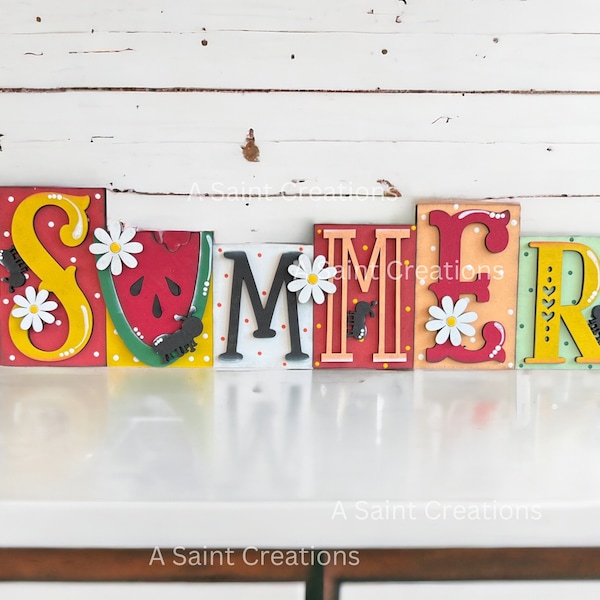 DIY Kit or Finished Summer Word Sign, Summer Decor, Wood Summer Sign ...