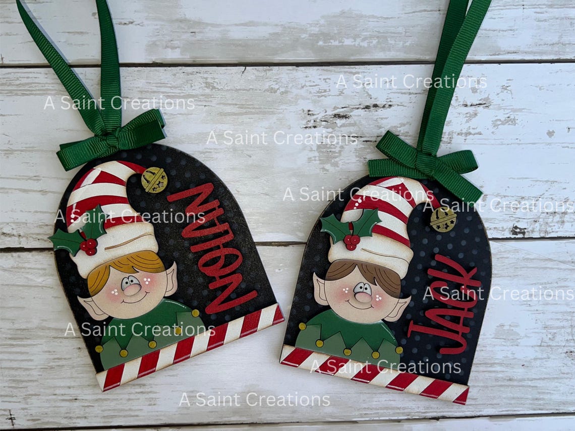 DIY Kit or Painted Personalized Elf Ornament, Christmas Ornament ...