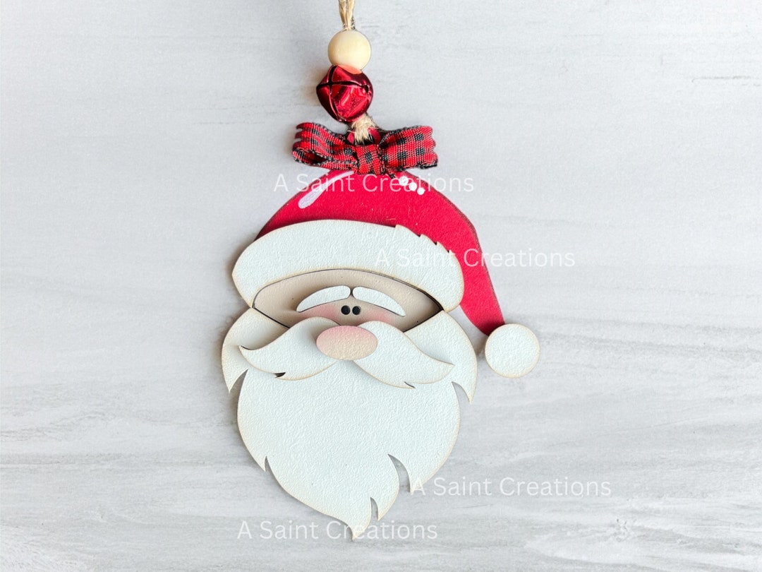 DIY Kit or Painted Santa Ornament, Christmas Ornament, Christmas Gift ...