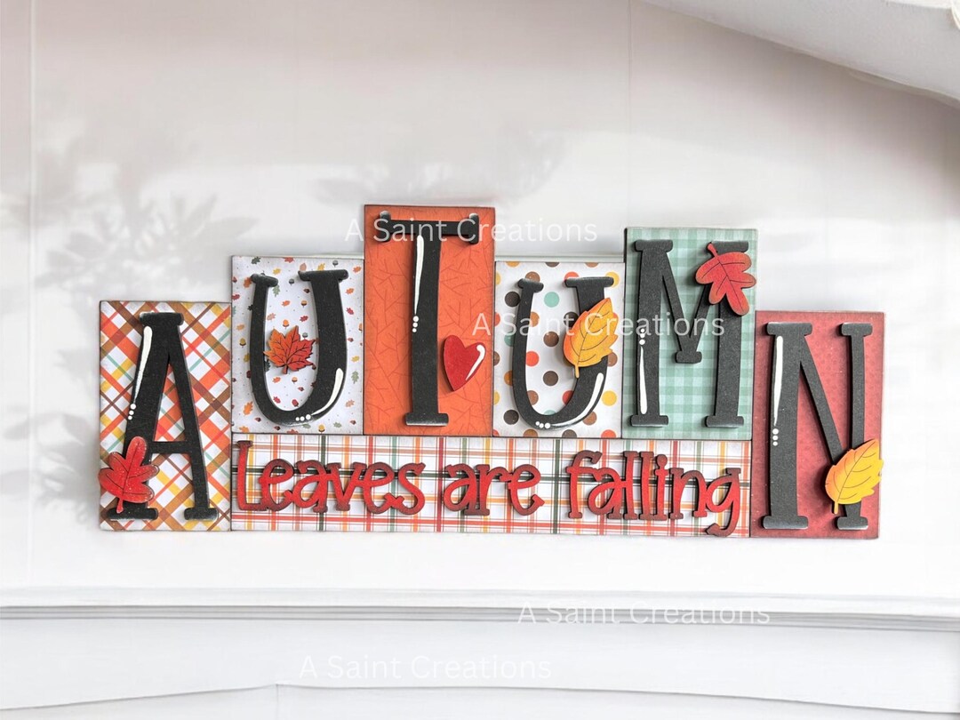 DIY Kit or Finished Autumn Word Sign, Fall Decor, Wood Fall Sign, Word ...