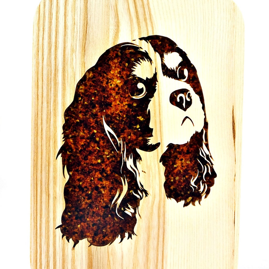 Cavalier King Charles Spaniel Cutting Board: Baltic Amber Inlays - Etsy