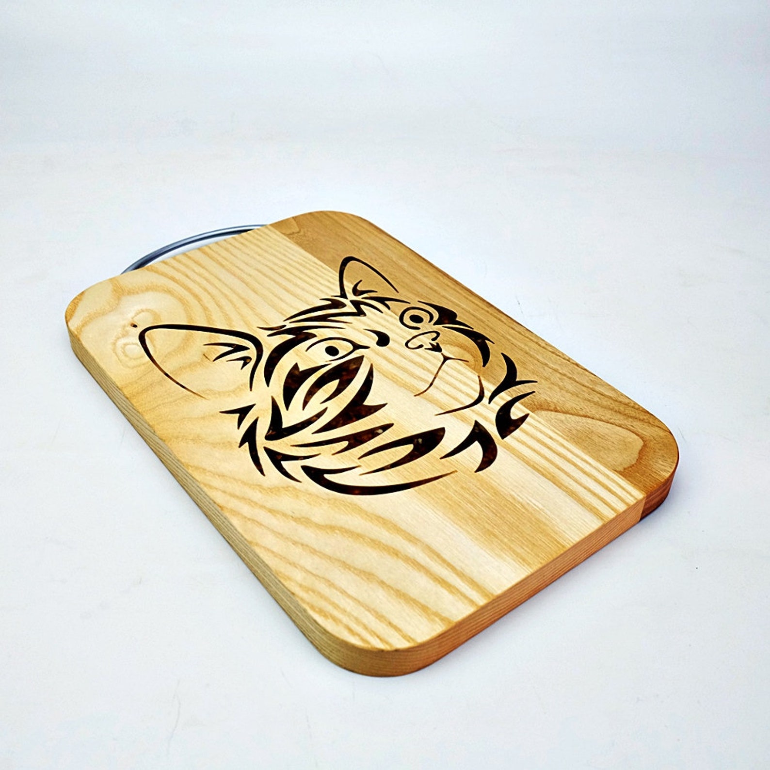 CAT Cutting Board With Amber Inlays Cat Head Giff for Cats Lover ...