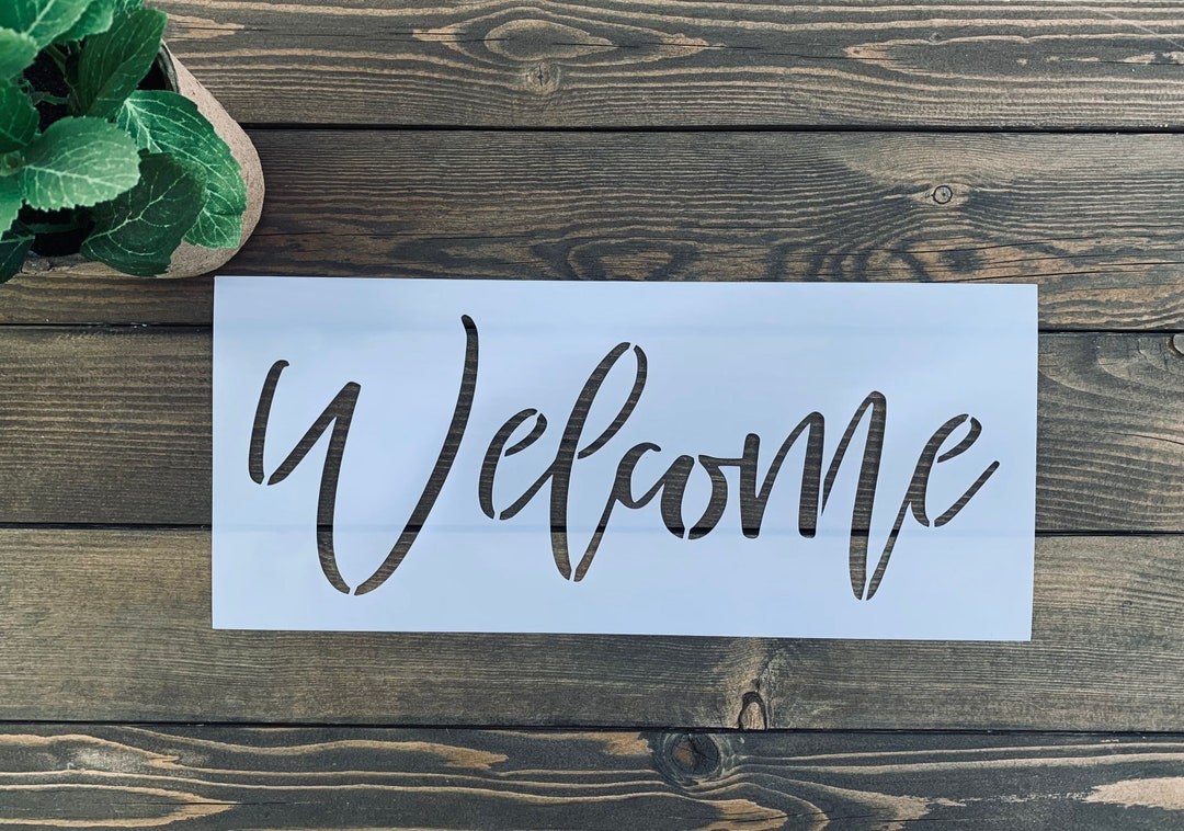 Welcome Stencil, Welcome Cursive Stencil, Welcome Sign Stencil, DIY ...