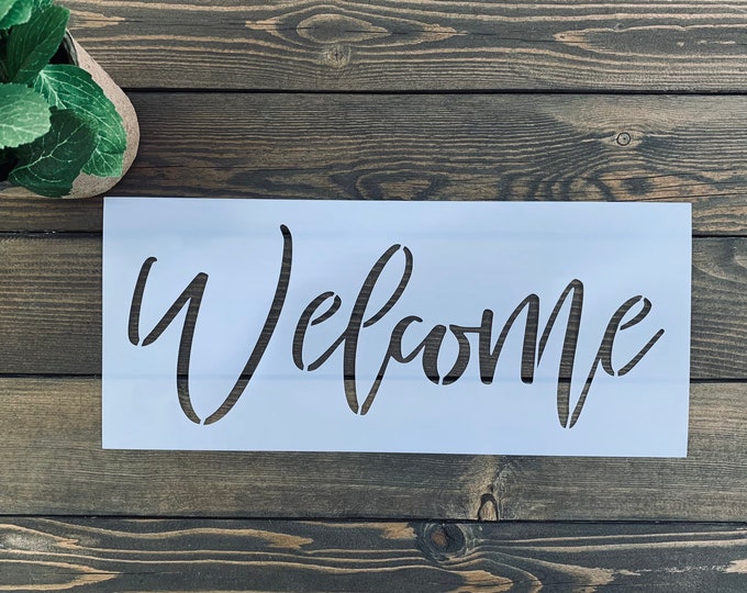 Welcome Stencil, Welcome Cursive Stencil, Welcome Sign Stencil, DIY ...