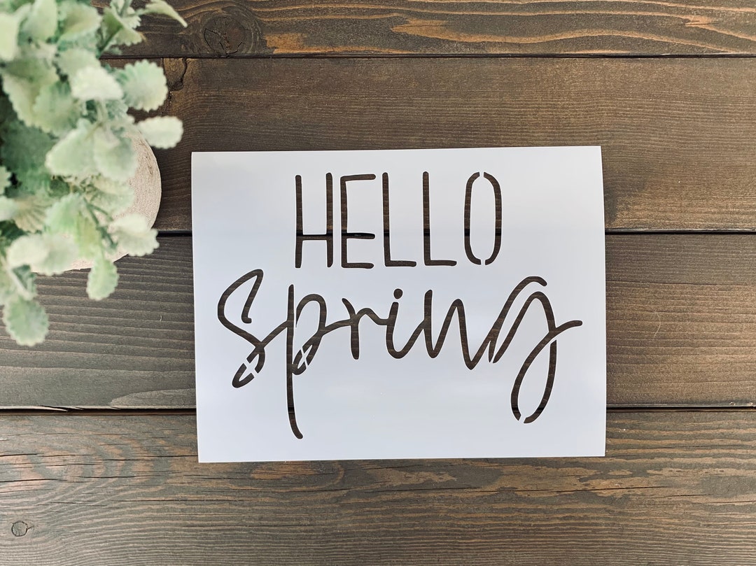 Stencil, Reusable Hello Spring Stencil, Spring Stencil, Spring Flower ...