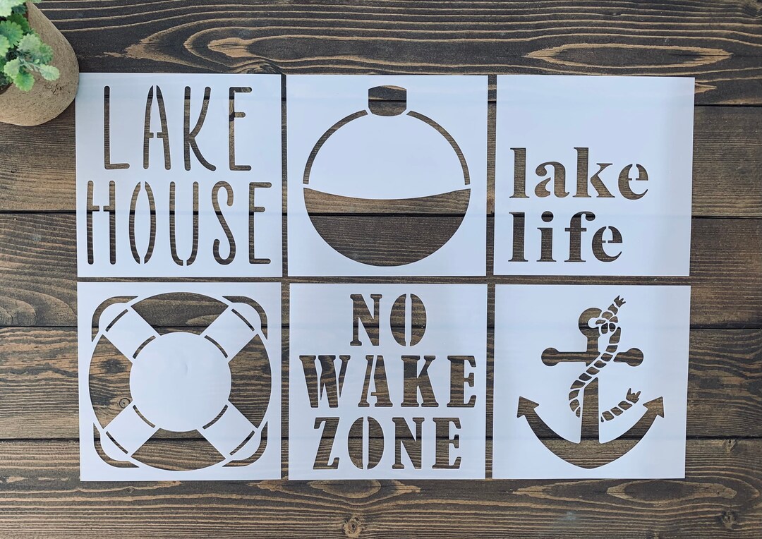 Stencil, Lake Stencil Bundle, No Wake Zone Stencil, Lake Themed ...