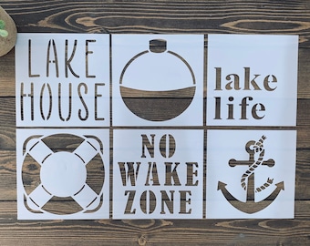 Lake Fishing Stencil Reusable Lake Fishing Stencil Art - Etsy
