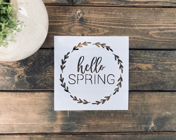 Stencil Reusable Hello Spring Stencil Spring Stencil for | Etsy