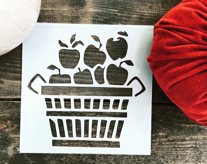 Stencil, Reusable Basket of Apples Stencil, Apple Orchard Stencil ...