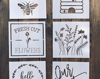 Hello Spring Stencil | Etsy