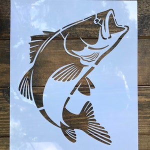 Reusable Fish Stencil, Reusable Bass Stencil, Fishing Stencil, DIY Fish ...