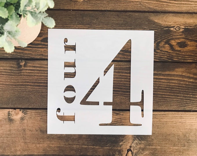 Stencil, Reusable Number Four Stencil, Number 4 Stencil, Birthday ...