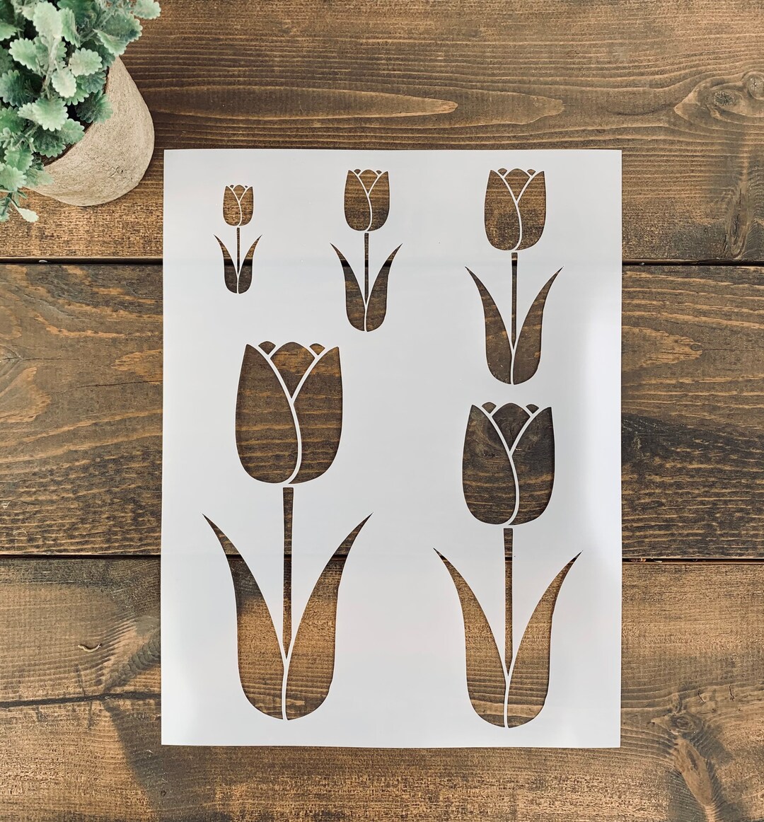 Reusable Tulip Stencil Sheet: Spring Flower Stencil (8.5”x 11”) - Etsy