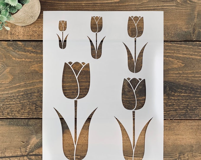 Stencil, Reusable Tulip Stencil Sheet, Wild Flower Stencil, Spring ...