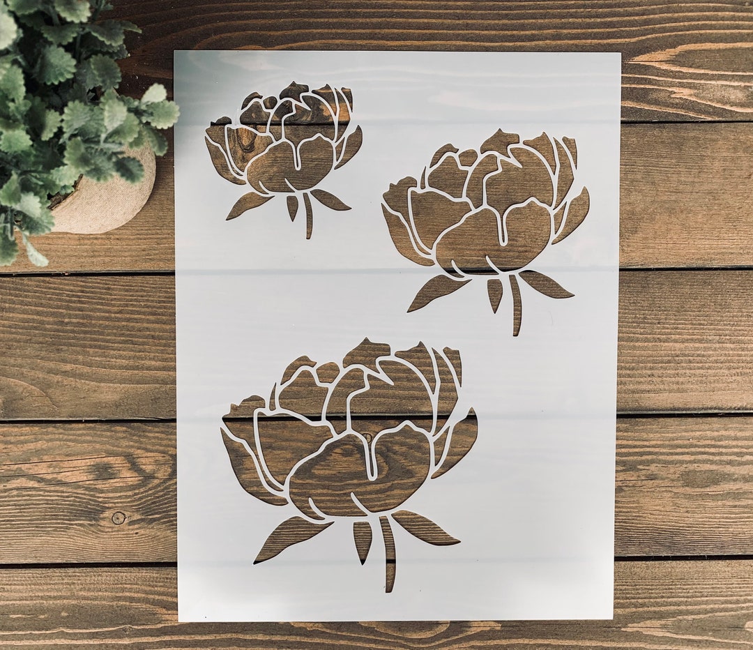 Stencil, Reusable Peony Stencil Sheet, Wild Flower Stencil, Spring ...