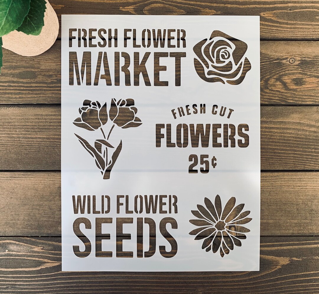 Stencil, Reusable Flower Stencil Sheet, Wild Flower Stencil, Spring ...