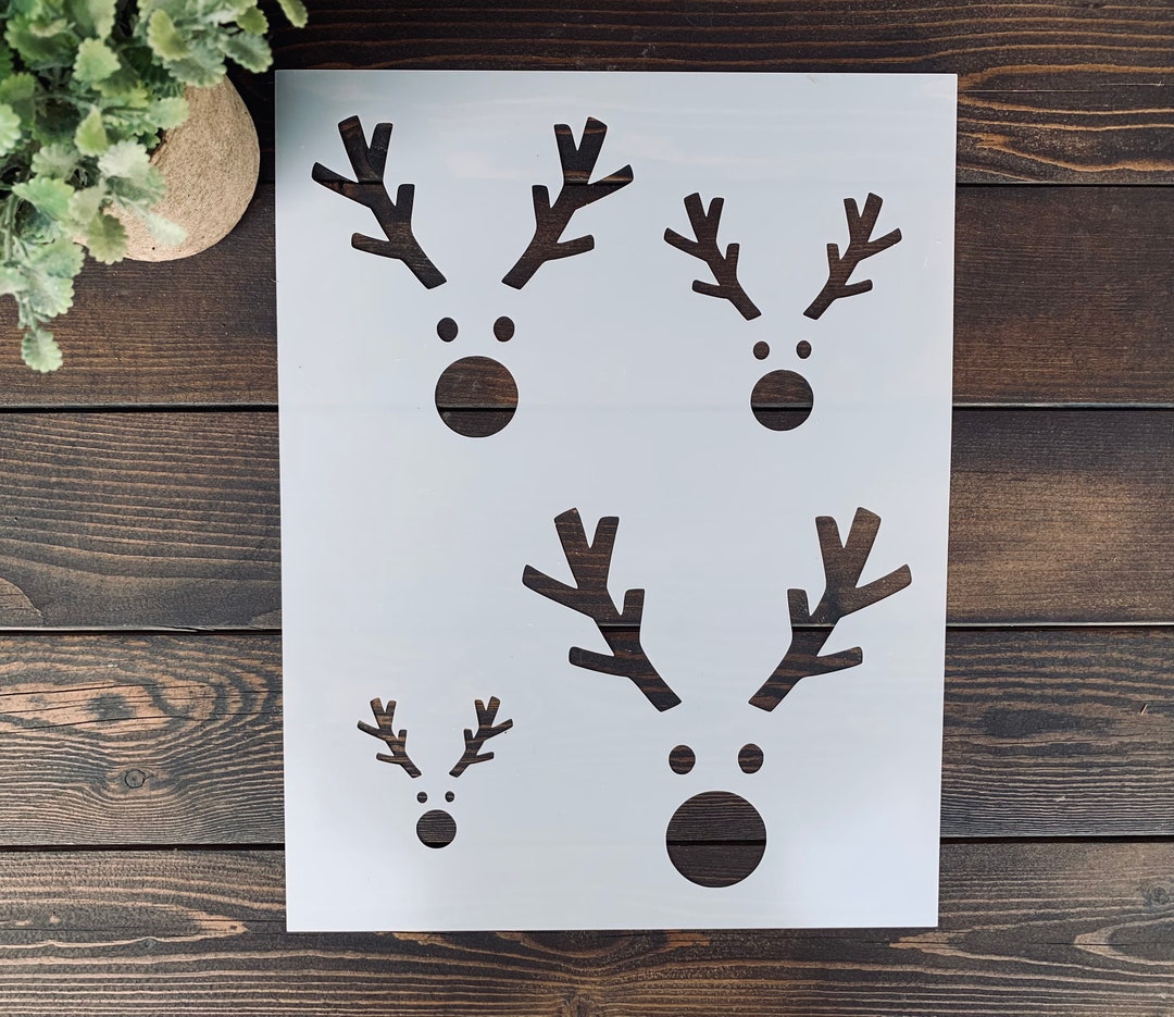 Stencil, Reusable Reindeer Stencil, Reindeer Face Stencil, Rudolph ...
