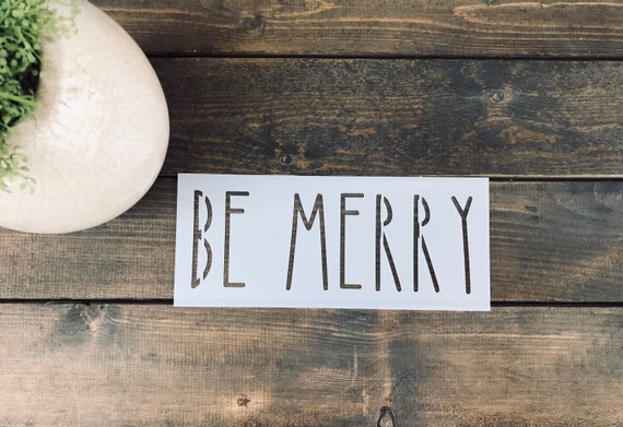 Stencil Be Merry Word Stencil DIY Christmas Decor Mini | Etsy